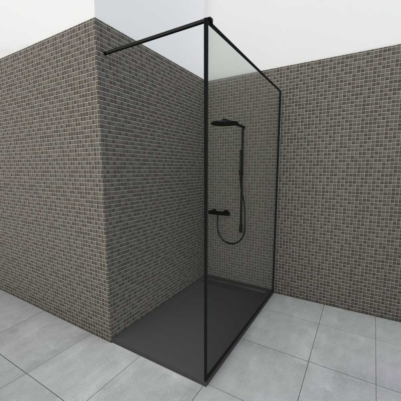Steel look douchewand | Slim 1 | Meester in Glas